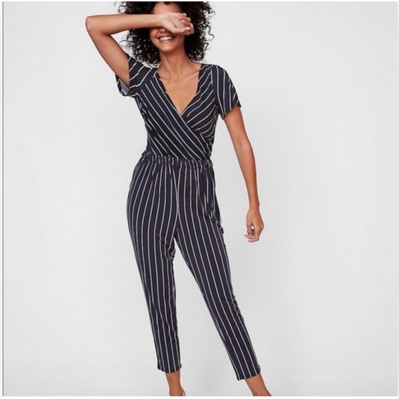 Express | Pants & Jumpsuits | Navy Striped Express Jumpsuit In Size ...